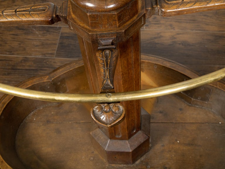 Oversized Black Forest 19th Century Carved Oak Stag Rack with Antlers ...