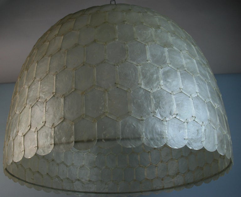 Oversized Capiz Shell Pendant Light For Sale at 1stDibs
