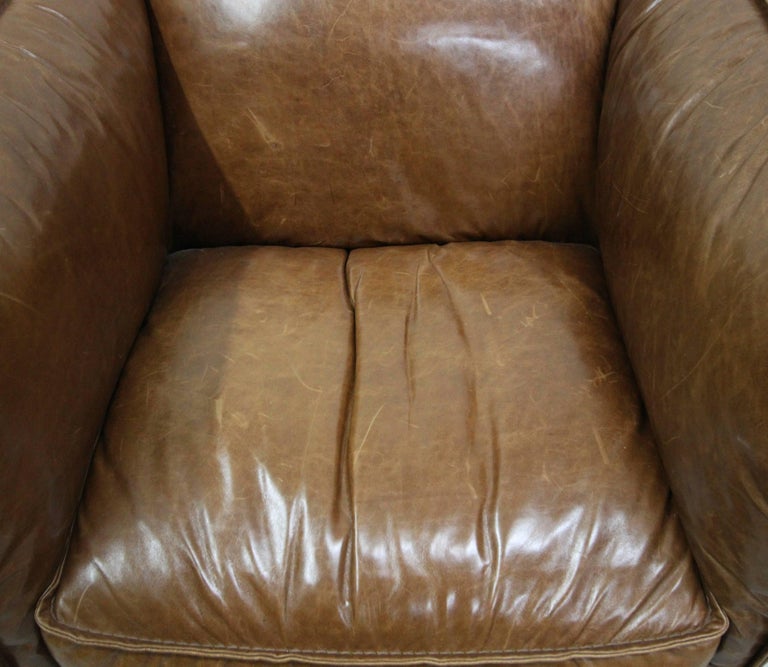 Oversized Cigar Leather Club Chair For Sale at 1stDibs