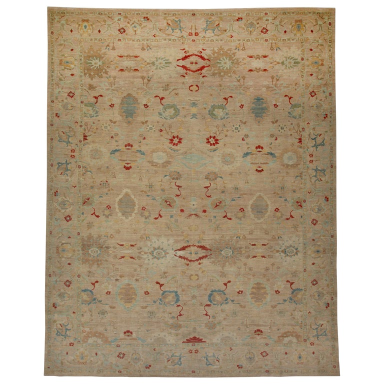 Oversized Contemporary Turkish Sultanabad Rug with Eclectic Floral ...