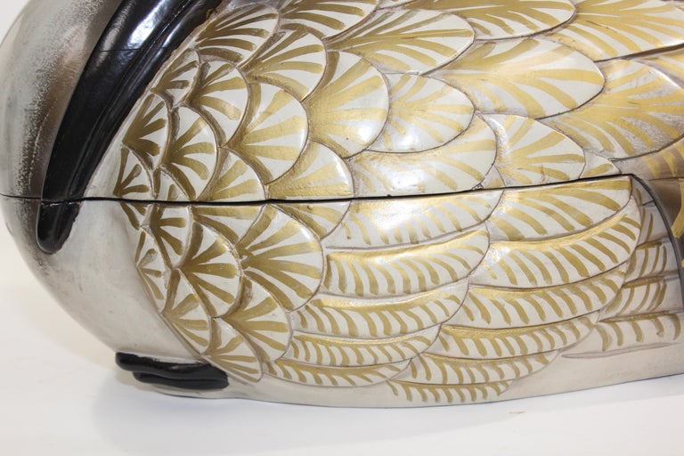 Oversized Crane Form Lacquer Japanese Lidded Box at 1stDibs