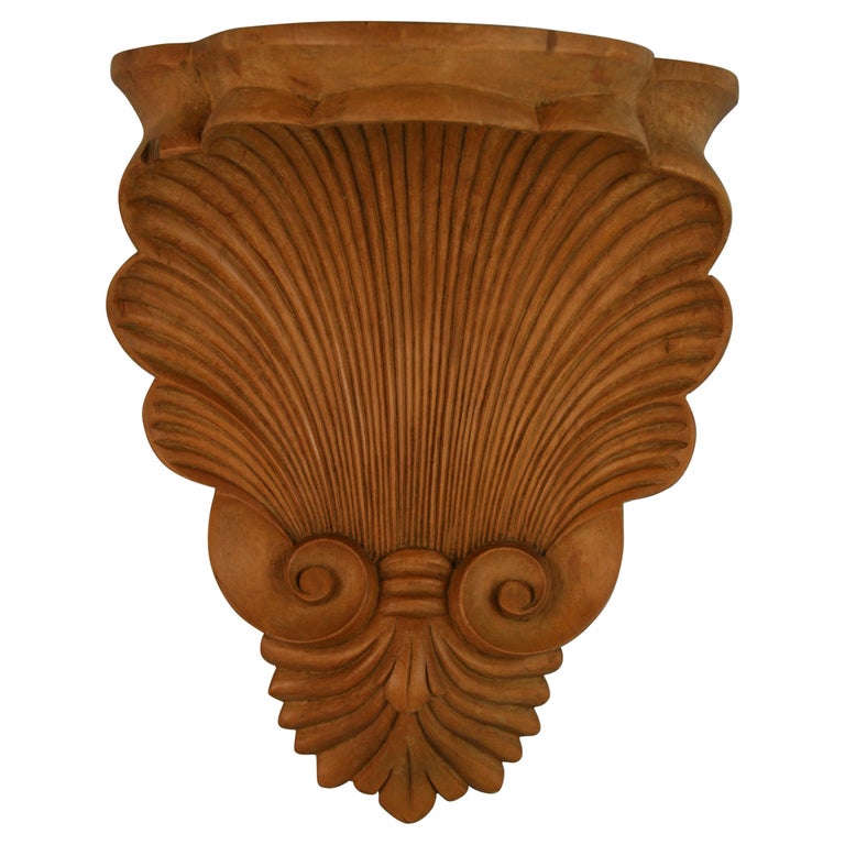 Oversized English Hand Carved Shell Wall Bracket/Shelf, Circa 1930 For ...