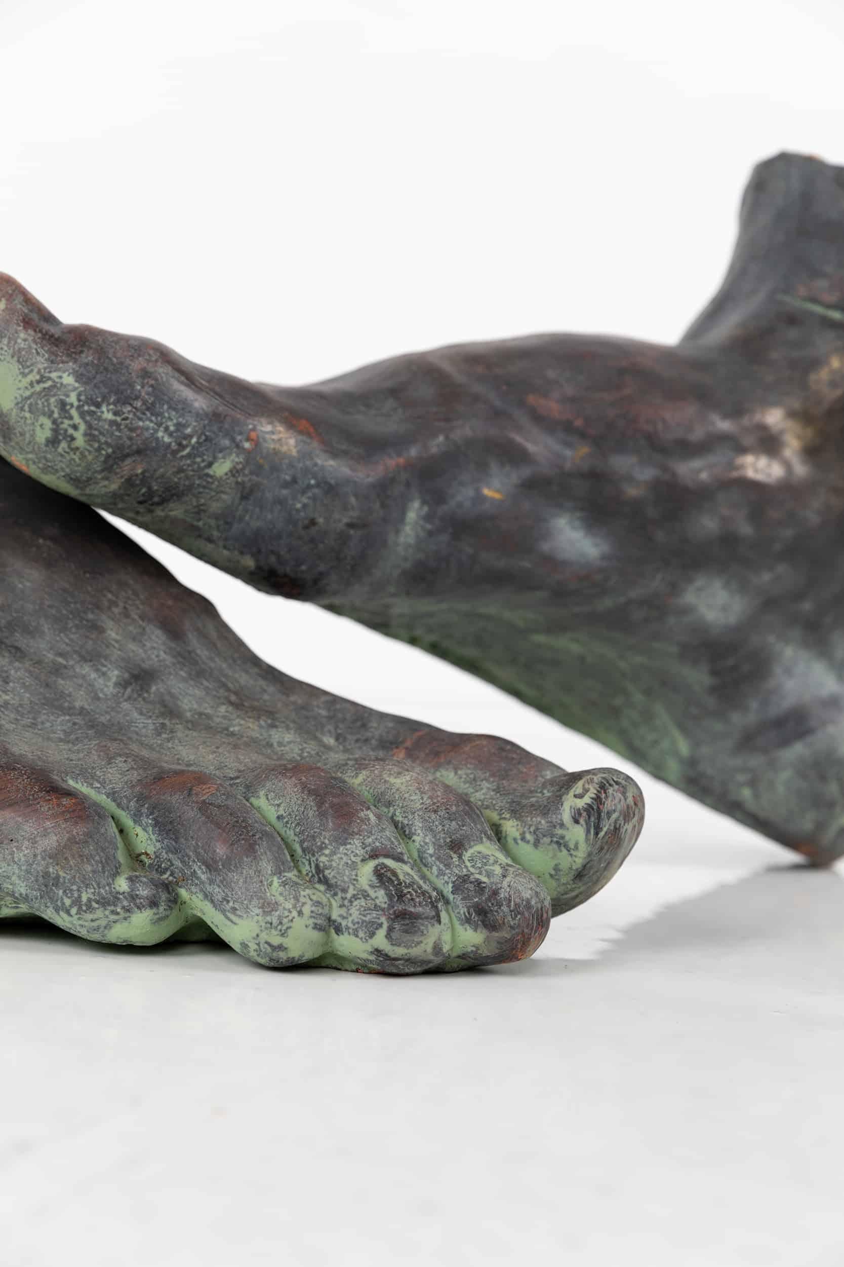 Oversized Faux Bronze Feet Cast in Plaster Sculpture For Sale at 1stDibs