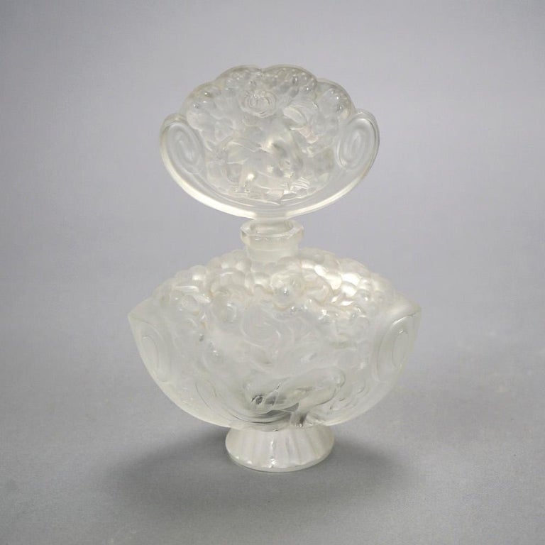 Oversized French Lalique Figural Art Glass Perfume Cologne Bottle 20th ...
