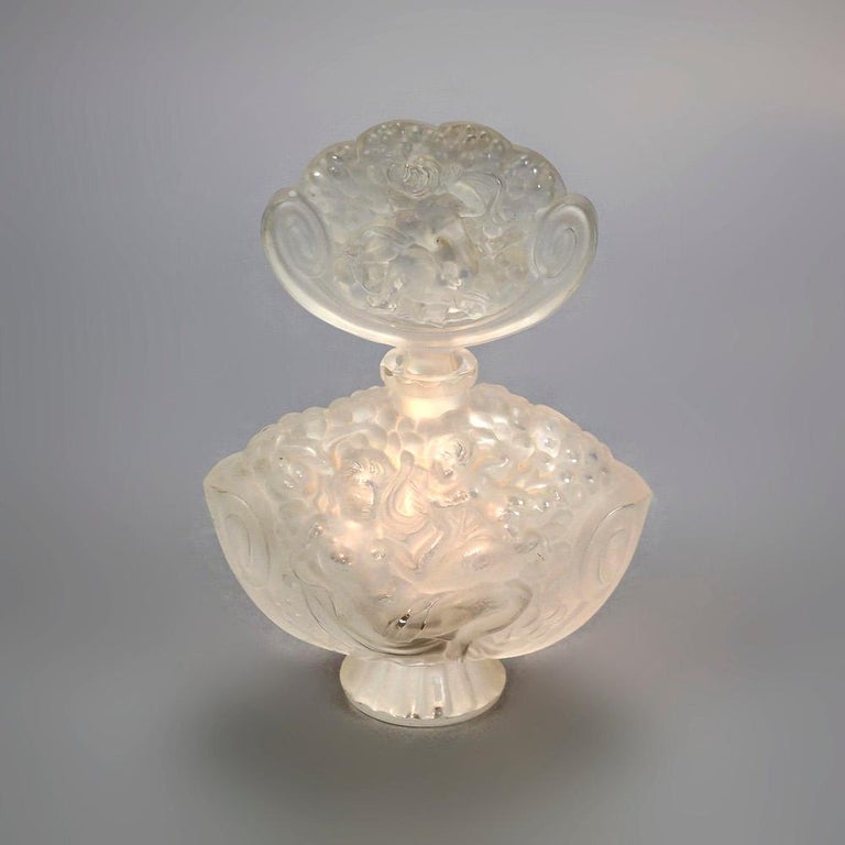 Oversized French Lalique Figural Art Glass Perfume Cologne Bottle 20th ...