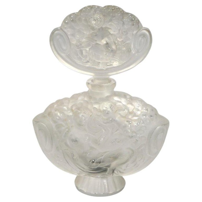 Oversized French Lalique Figural Art Glass Perfume Cologne Bottle 20th ...