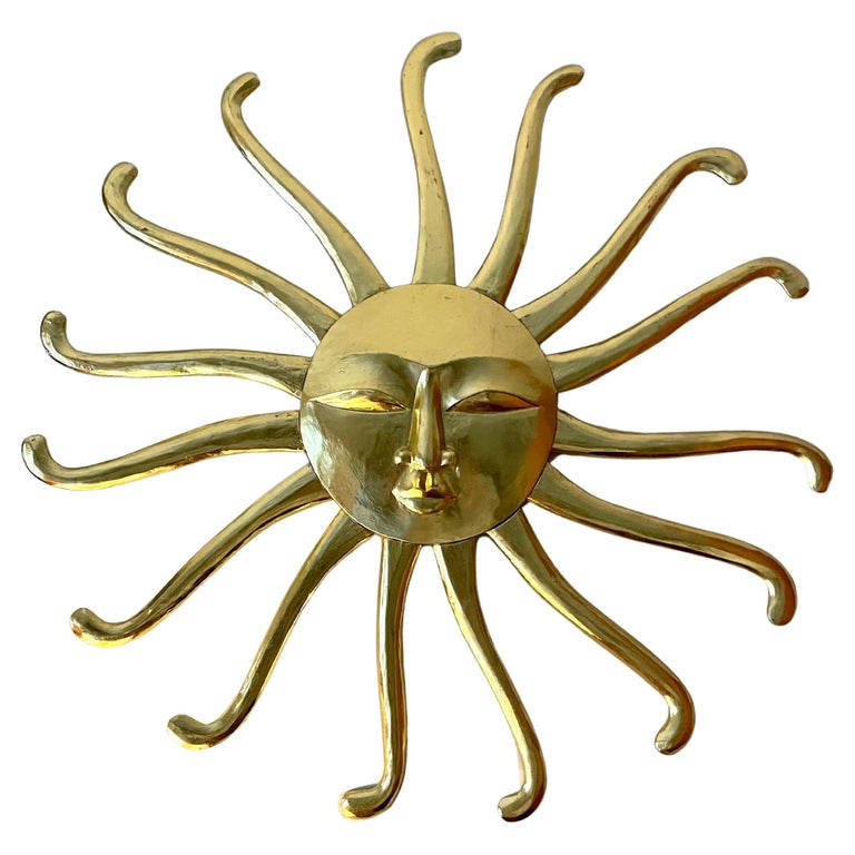 Oversized Gold Leaf Gilt Wood Sun Face Wall Art For Sale at 1stDibs