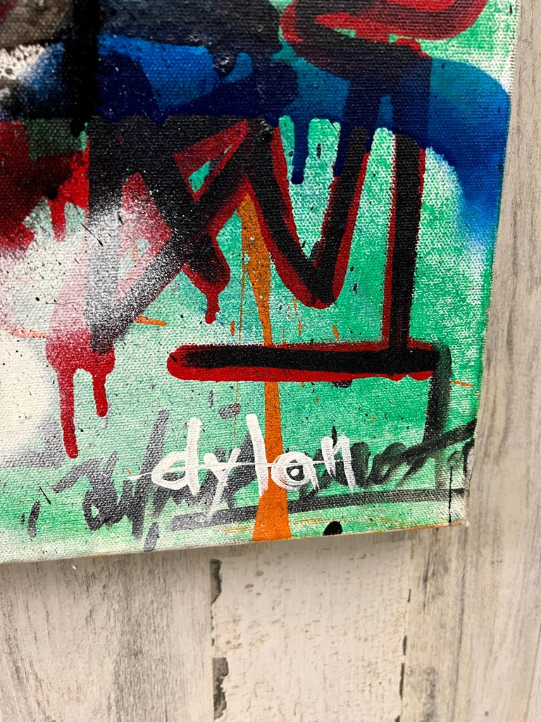Oversized Graffiti Art on Canvas "Flower Pot" by Dylan For Sale at 1stDibs