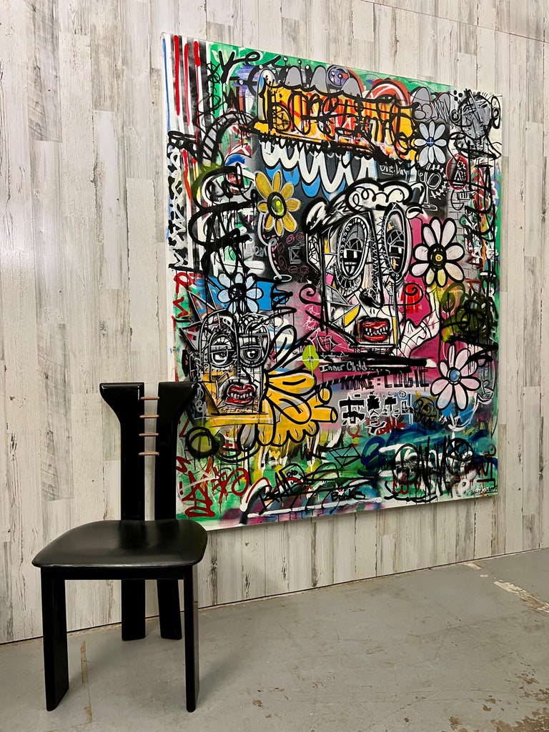 Oversized Graffiti Art on Canvas "Flower Pot" by Dylan For Sale at 1stDibs