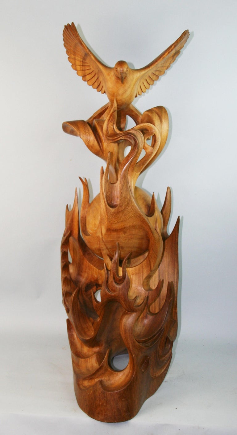 Oversized Hand Carved Wings Over The World Bird Sculpture For Sale at ...