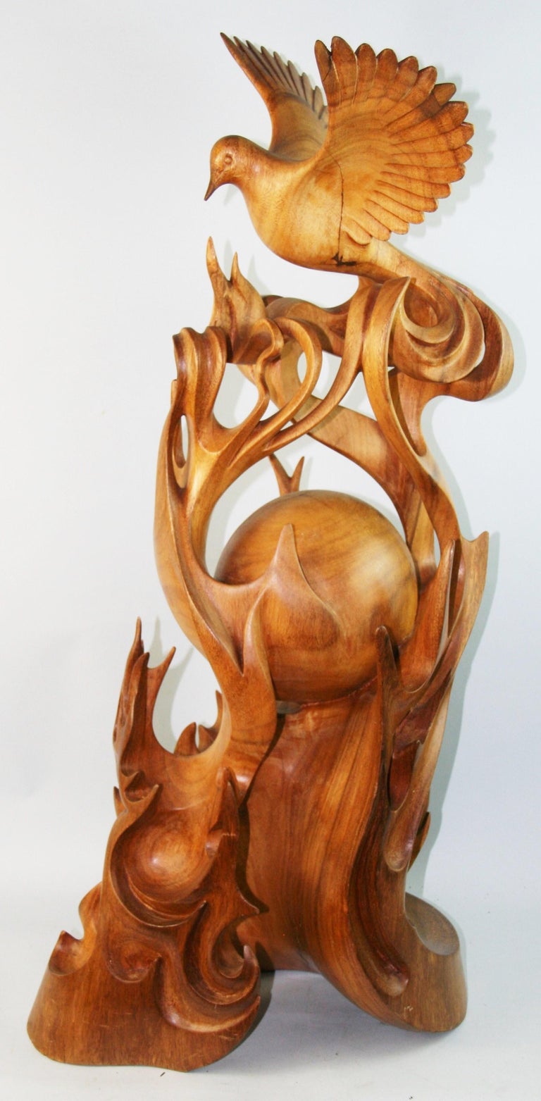 Oversized Hand Carved Wings Over The World Bird Sculpture For Sale at ...