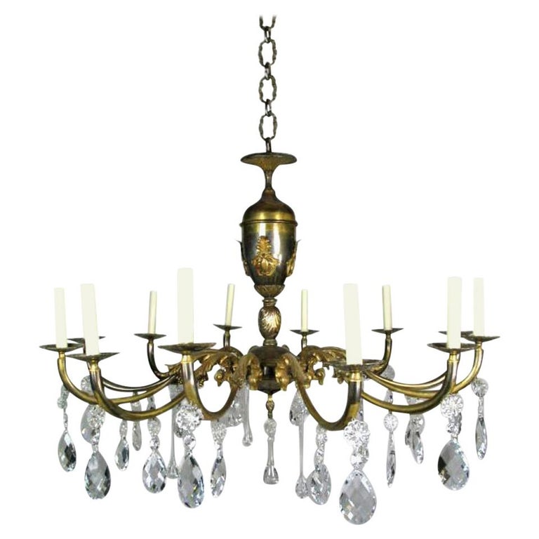 Oversized Italian, Two-Tone Crystal and Bronze Chandelier For Sale at ...
