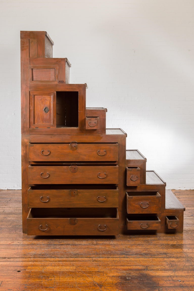 Oversized Japanese Meiji 19th Century Staircase Tansu with Doors and ...