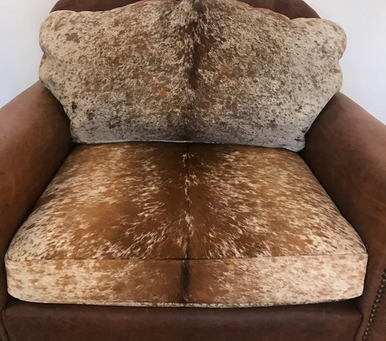 Oversized Leather and Cowhide Club Chair For Sale at 1stDibs ...