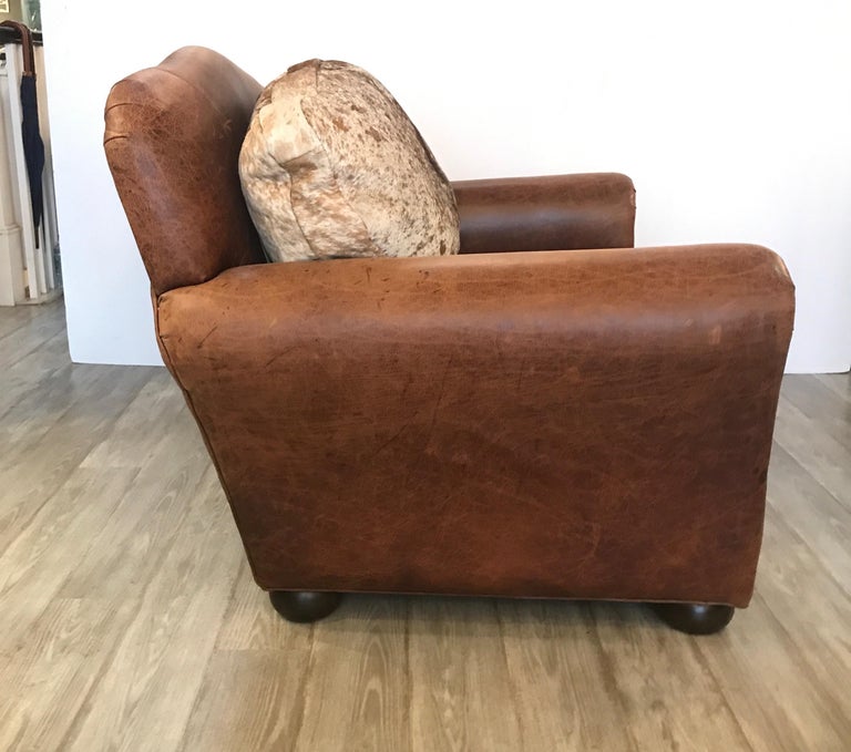 Oversized Leather and Cowhide Club Chair For Sale at 1stDibs ...