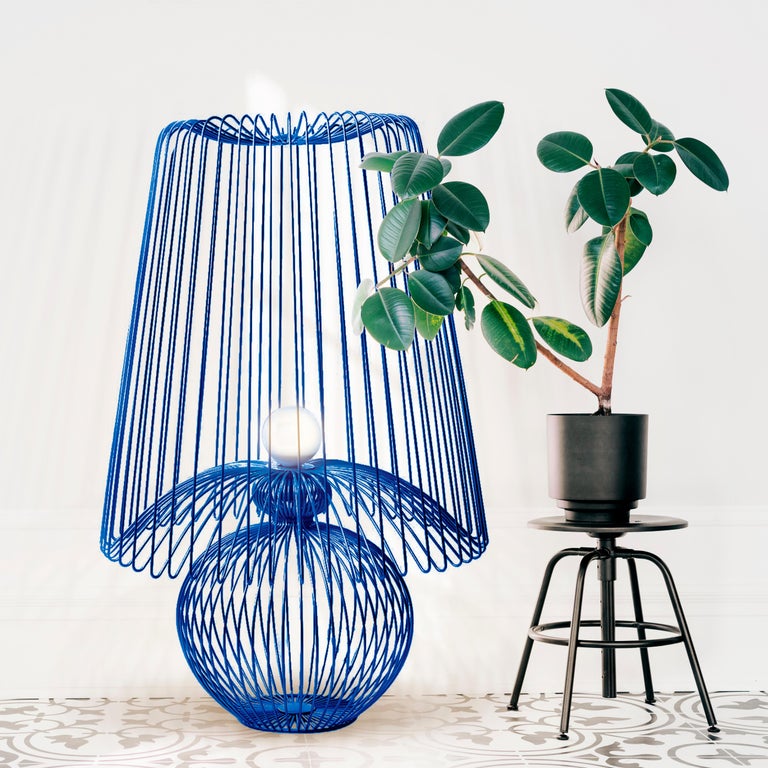Blue Oversized Metal Floor Lamp For Sale at 1stDibs
