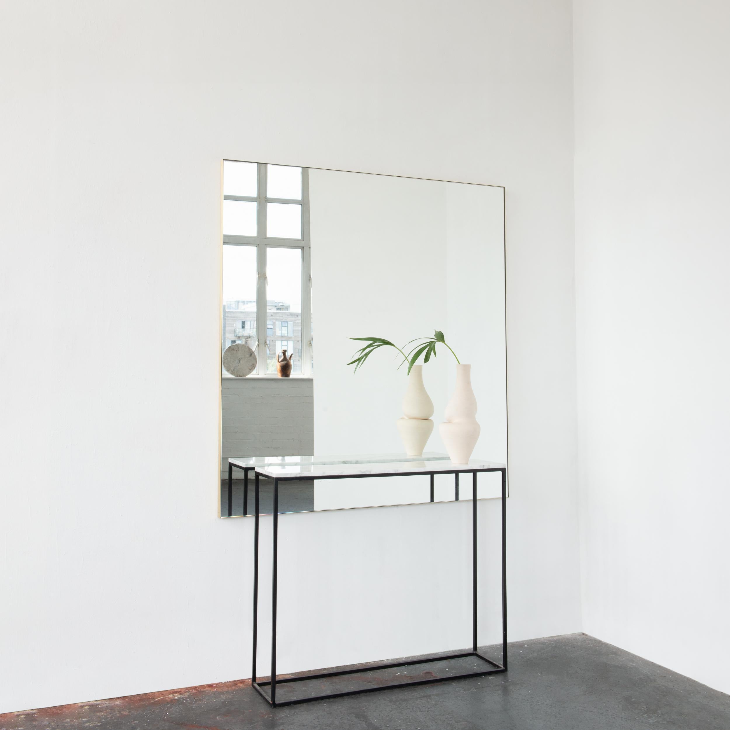 Oversized Minimalist Quadris Rectangular Overmantel Mirror with a Brass ...