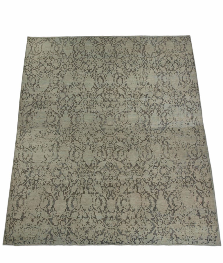 Oversized Turkish Sultanabad Style Rug with Black Floral Details on ...