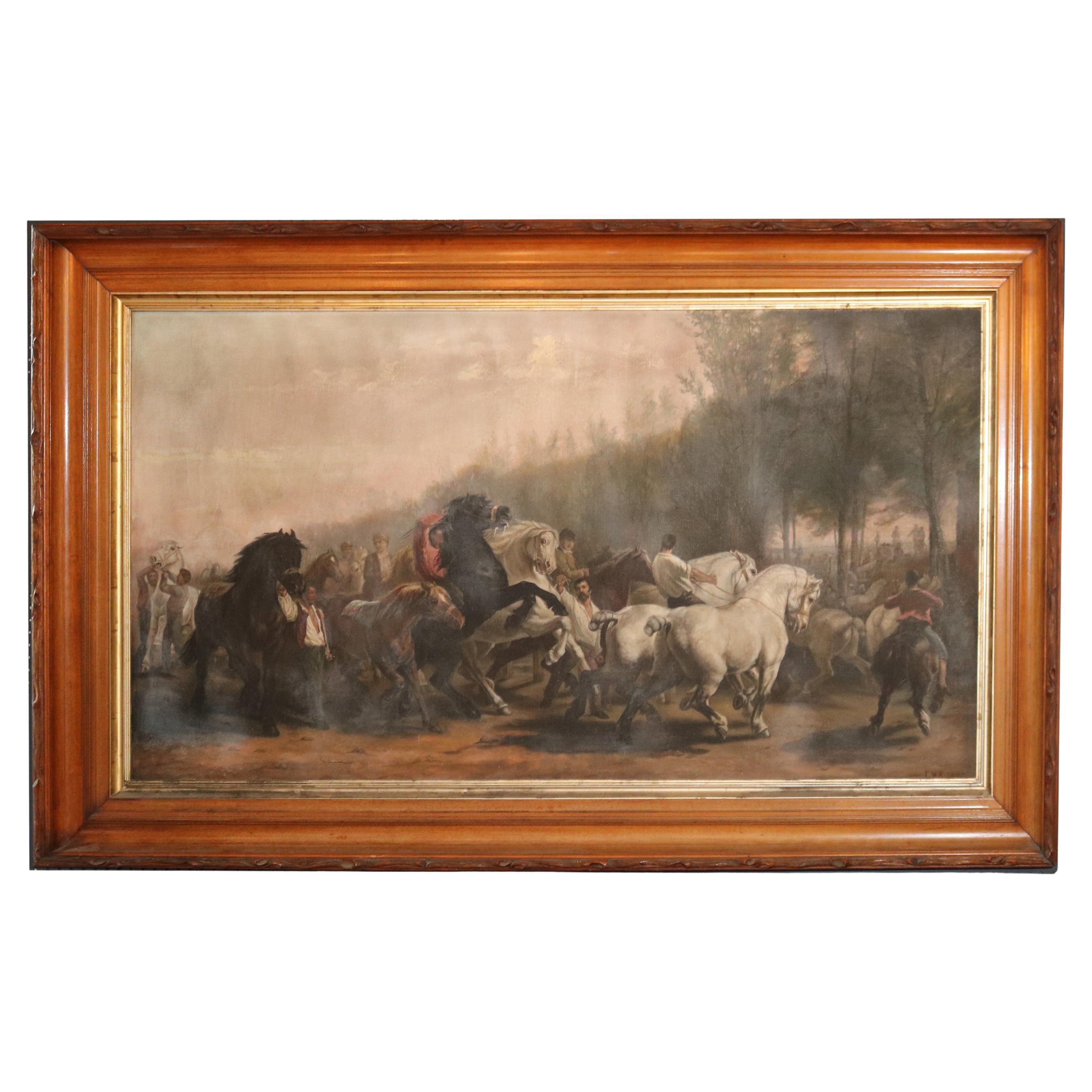 Oversized Oil on Canvas Painting Old Master of “The Horse Fair” by Rosa ...