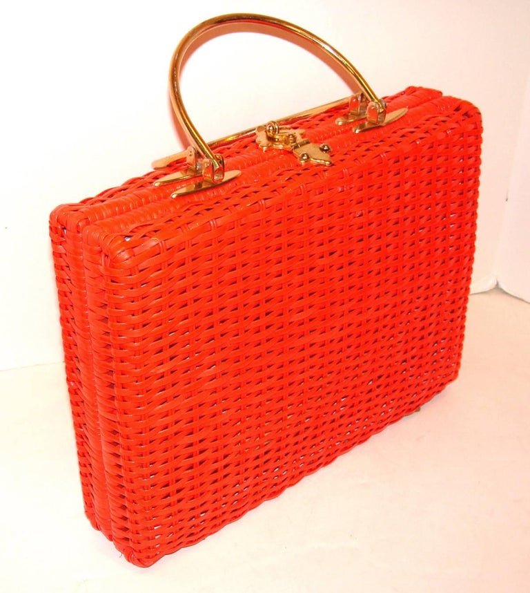 Large Architectural Orange Rectangular Structured Vintage Purse SPRING ...