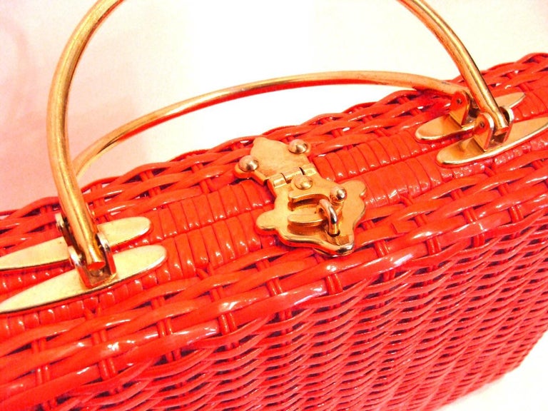 Large Architectural Orange Rectangular Structured Vintage Purse SPRING ...