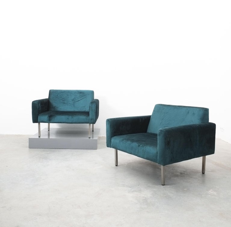 George Nelson Pair Chairs for Herman Miller, Oversized, Velvet, circa ...