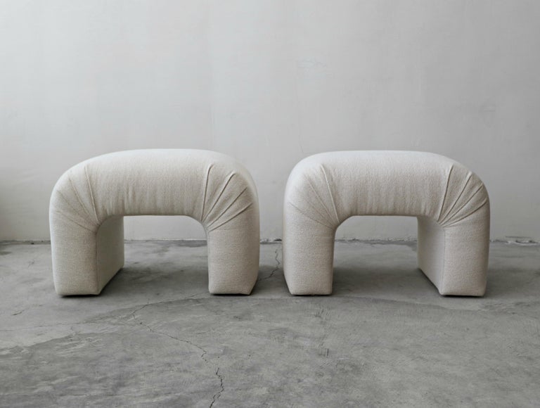 Oversized Pair of Midcentury Waterfall Ottoman Stools For Sale at 1stDibs