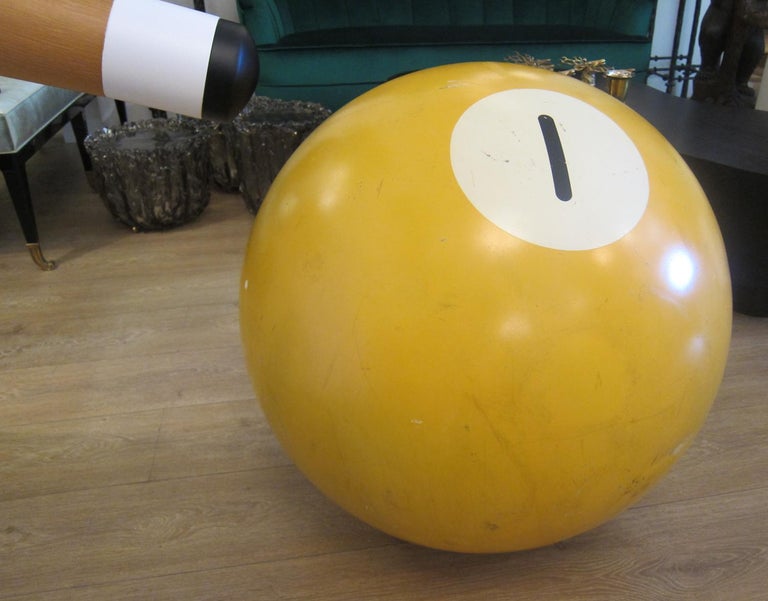 Oversized Pop Art Billiard Ball and Cue Stick Sculpture at 1stDibs