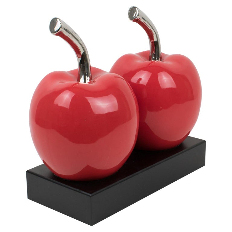 Oversized Red Ceramic Twin Cherry Sculpture at 1stDibs