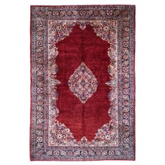 Oversized Red Semi Antique Persian Sarouk Full Soft Pile Clean Open ...