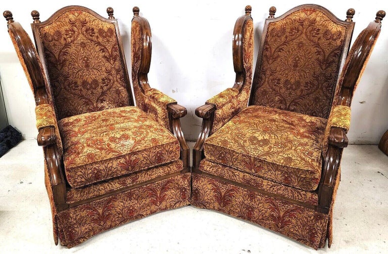 Oversized Regal French Wingback Armchairs by Century Furniture For Sale ...