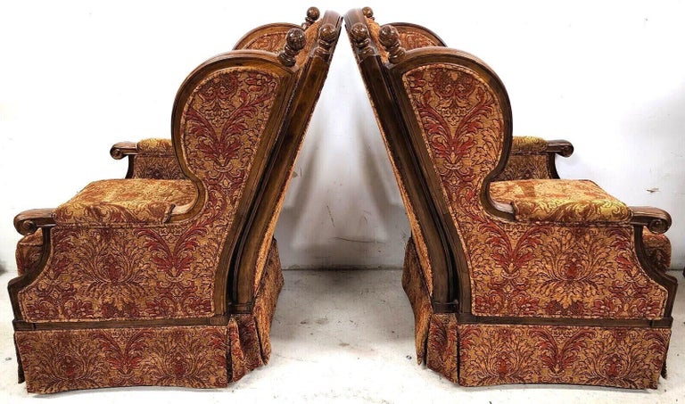 Oversized Regal French Wingback Armchairs by Century Furniture For Sale ...