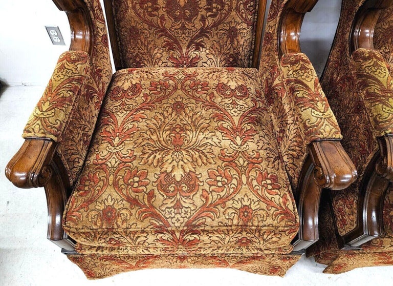 Oversized Regal French Wingback Armchairs by Century Furniture For Sale ...