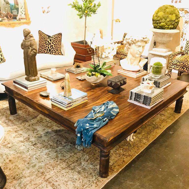 Oversized Rustic Rosewood Coffee Table at 1stDibs