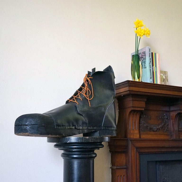 Oversized Shop Display Leather Boot, Mid-Century For Sale at 1stDibs