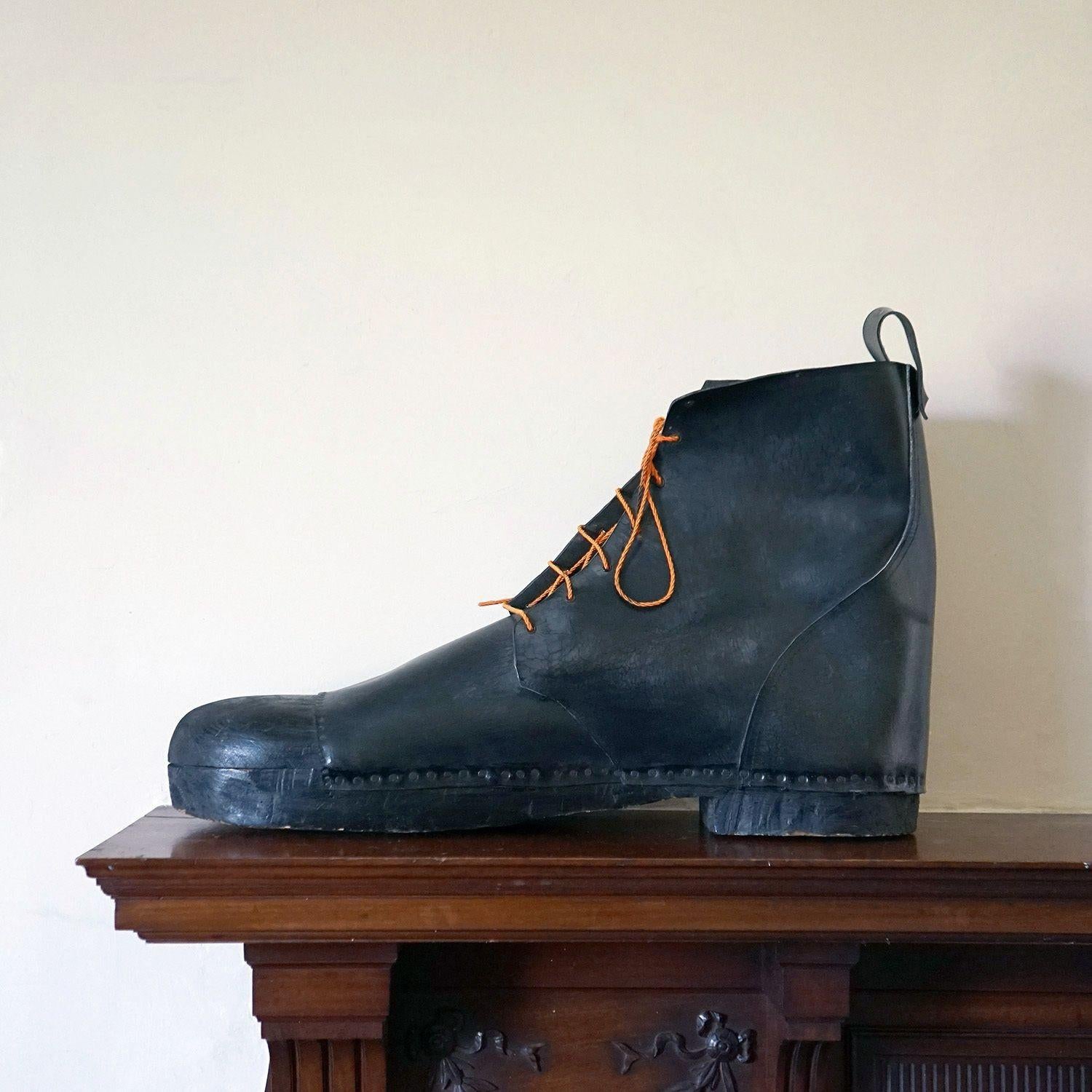 Large Vintage Oversized Shop Display Leather Boot, Vintage Mid Century ...