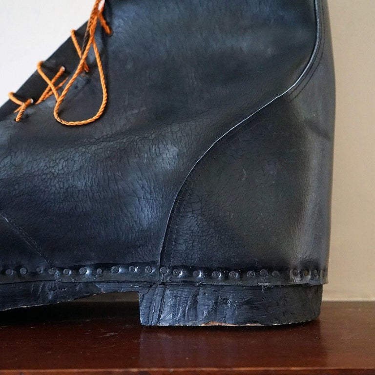 Oversized Shop Display Leather Boot, Vintage Mid Century Shoe Prop For ...