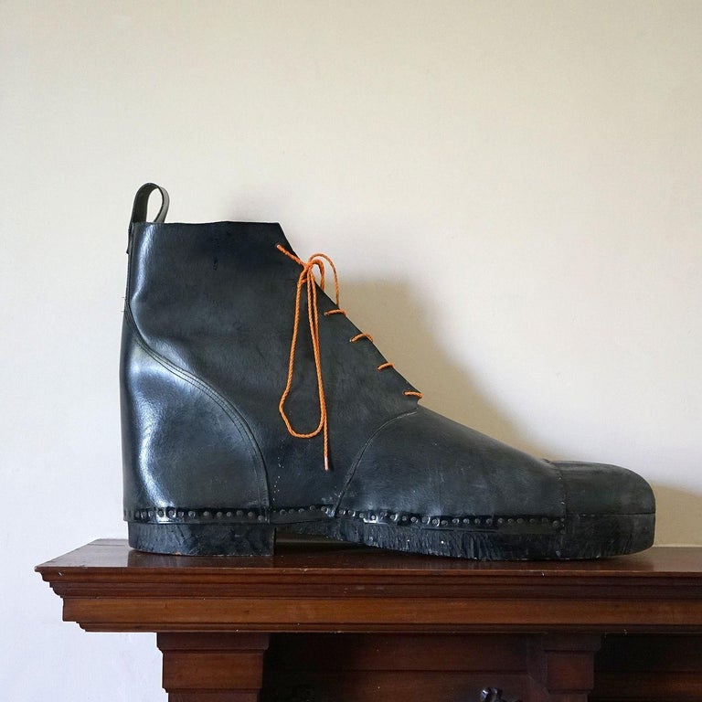 Oversized Shop Display Leather Boot, Vintage Mid Century Shoe Prop For ...