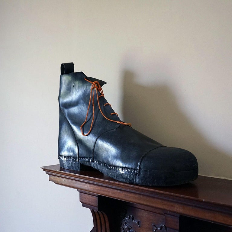 Oversized Shop Display Leather Boot, Vintage Mid Century Shoe Prop For ...