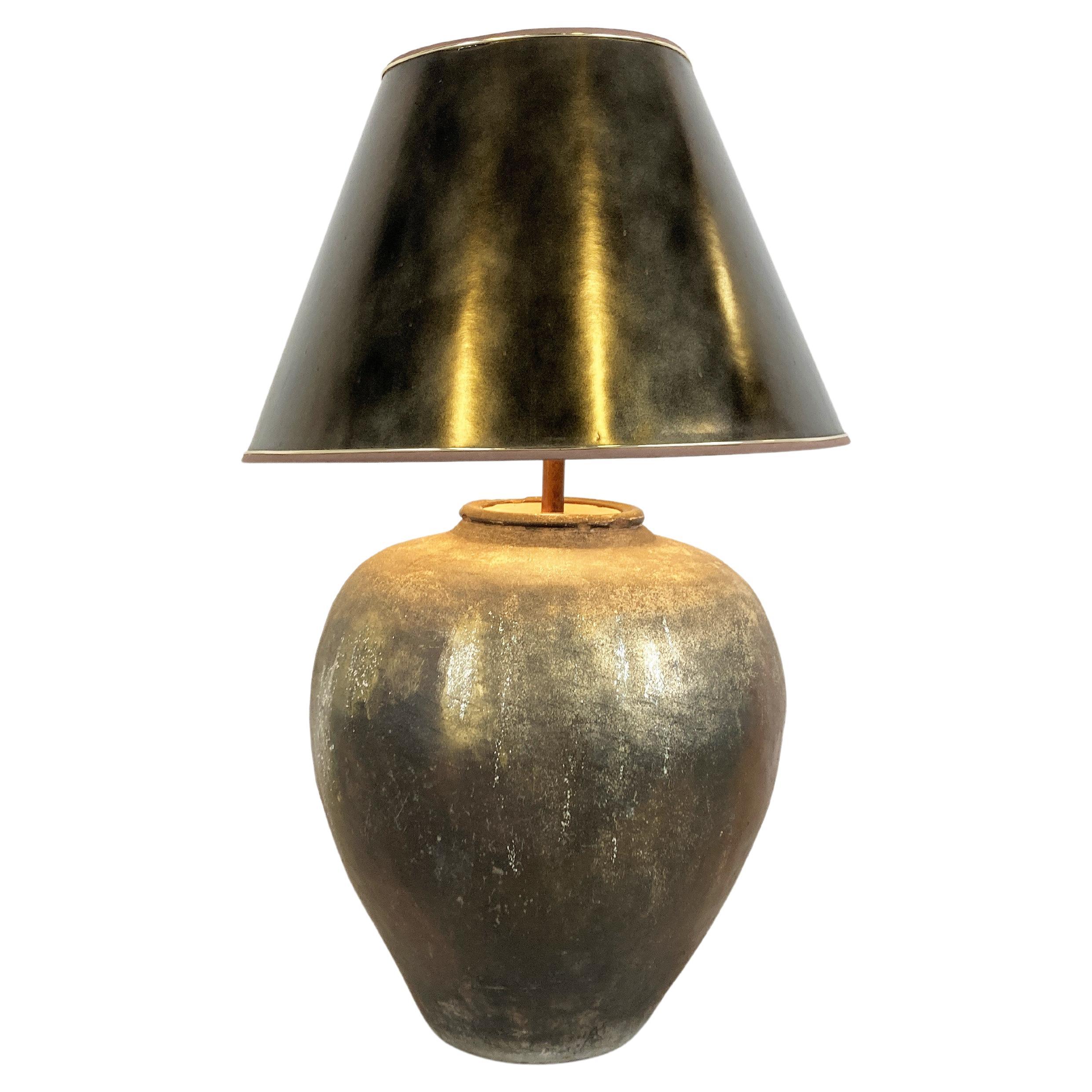 Oversized Stoneware Table Lamp, 1980s at 1stDibs