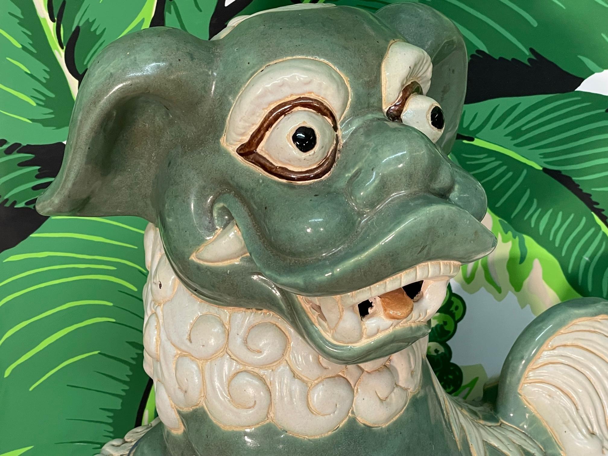 Oversized Terracotta Foo Dog Statue For Sale at 1stDibs