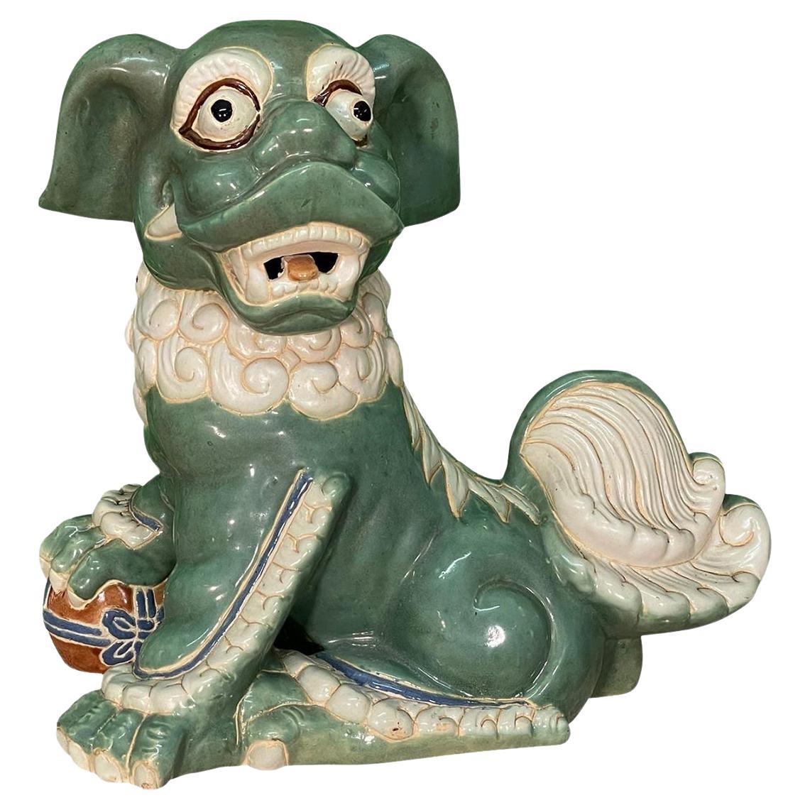 Oversized Terracotta Foo Dog Statue For Sale at 1stDibs