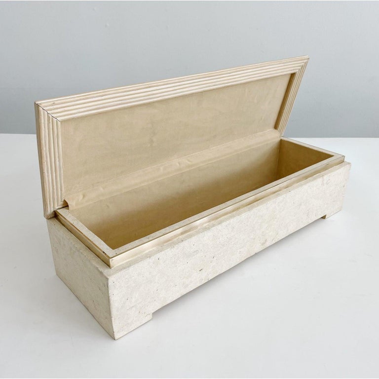 Oversized Tessellated Stone Brass and Rattan 1980's Pagoda Box by ...