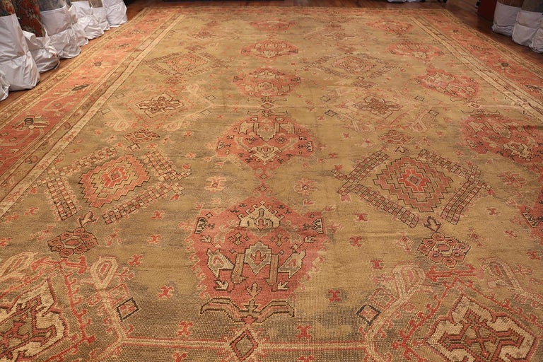 Oversized Tribal Antique Turkish Oushak Rug. Size: 16 ft 3 in x 24 ft 7 ...