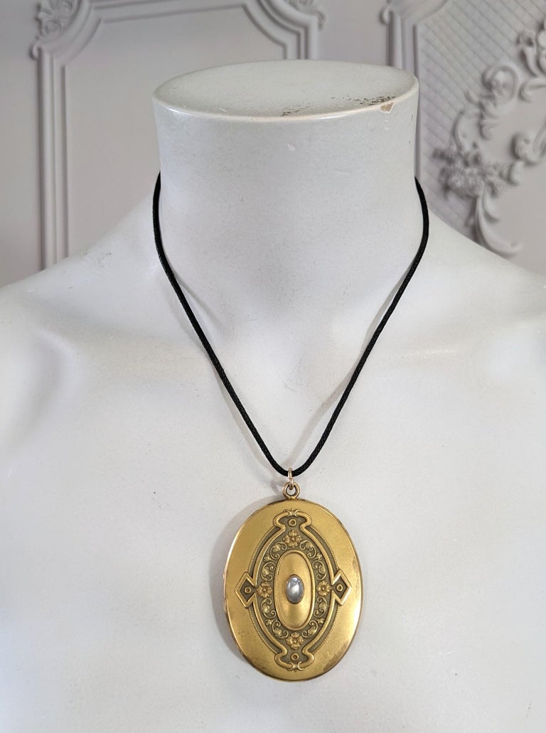 Oversized Victorian Locket with Moonstone For Sale at 1stDibs