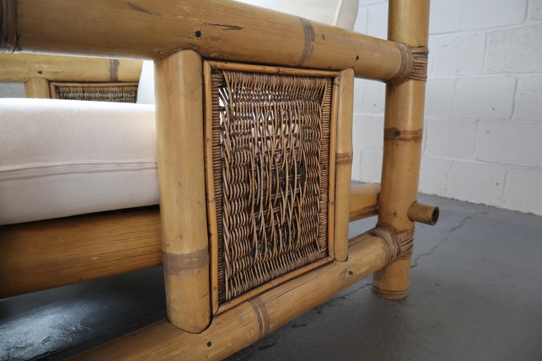 Oversized Vintage Bamboo Lounge Chairs , 1980's Philippines, Set of ...