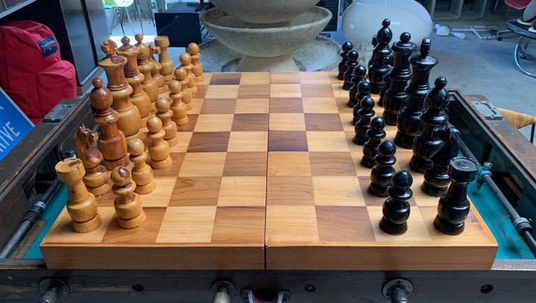 Oversized Wood Chess Set at 1stDibs