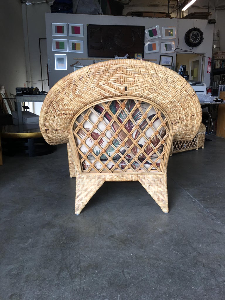 Oversized Woven Wicker "Peacock" Lounge Throne Chair w/ Matching ...
