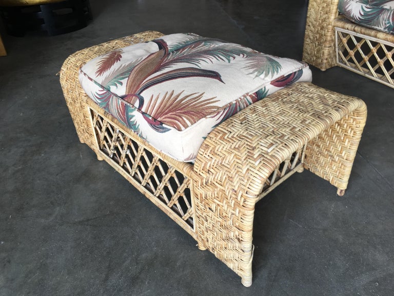 Oversized Woven Wicker "Peacock" Lounge Throne Chair w/ Matching ...