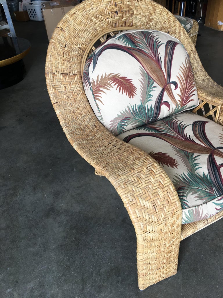 Oversized Woven Wicker "Peacock" Lounge Throne Chair w/ Matching ...